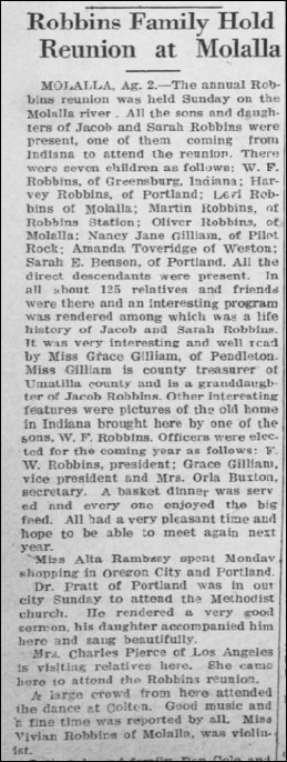 Oregon Reunions in the Past | Robbins Roots